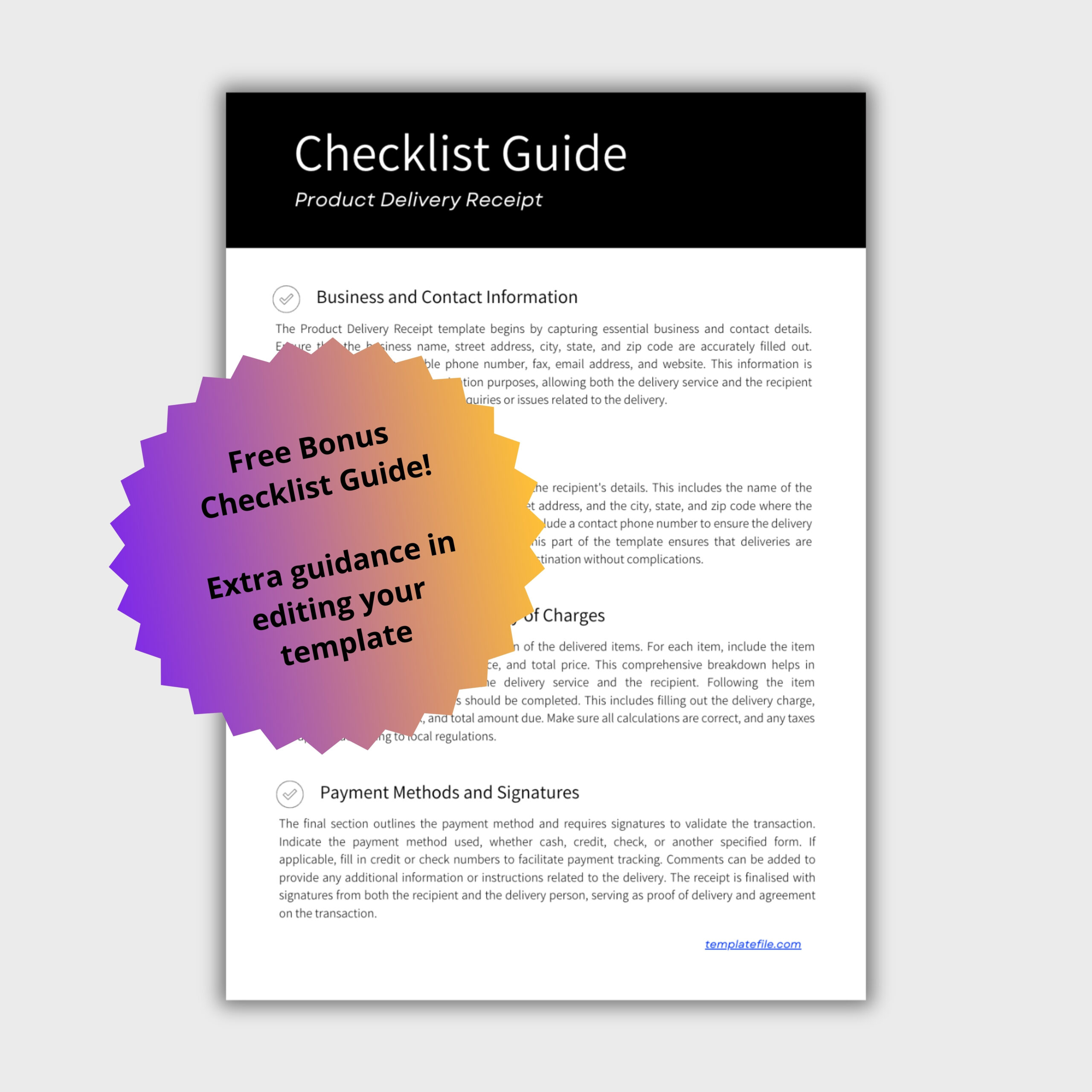 Product Delivery Receipt Template, Attorney-Written, Editable Instant ...
