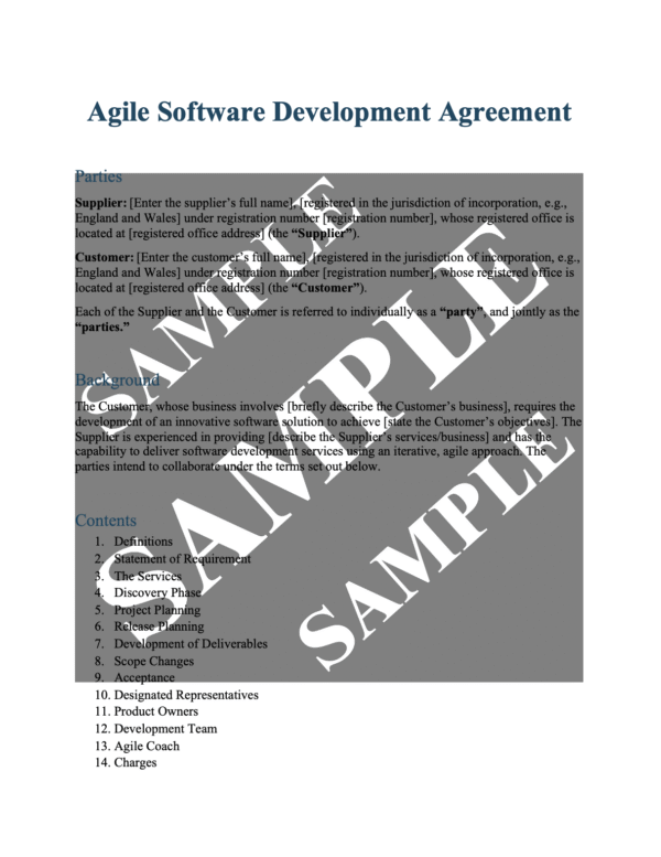 Agile Software Development Agreement Template, Attorney-Written ...